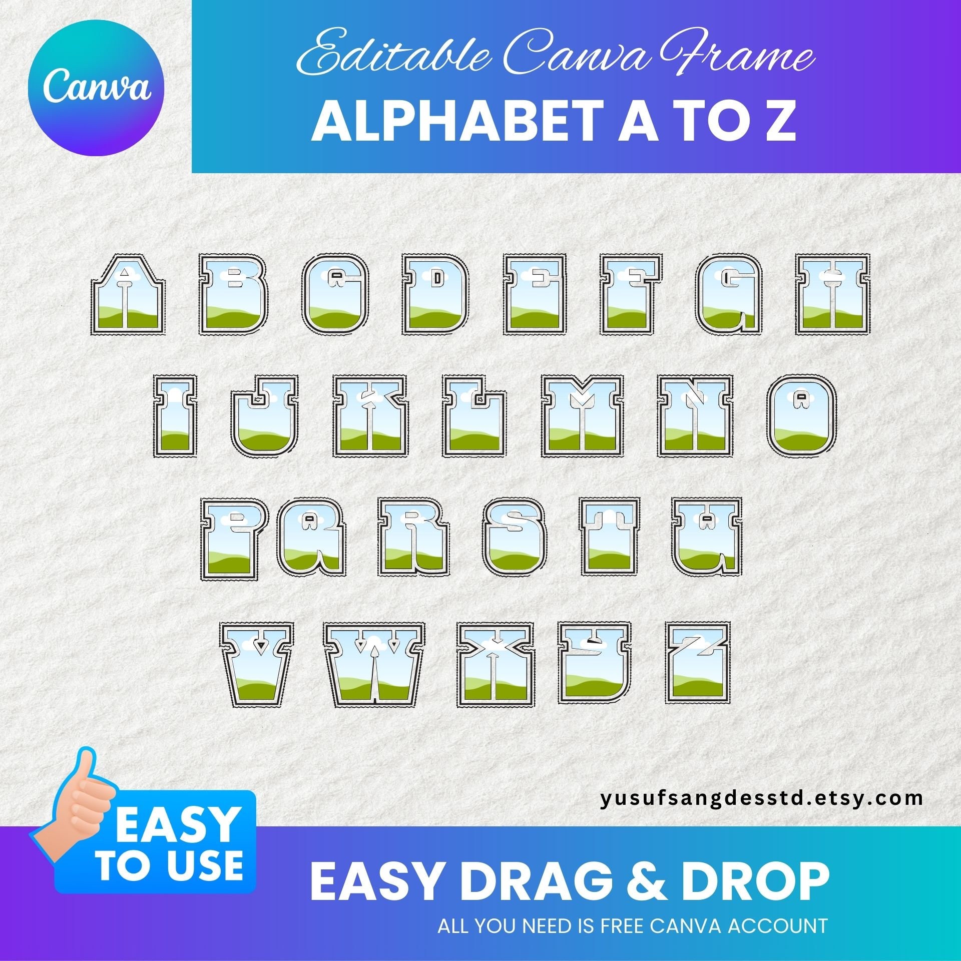 Canva Alphabet Frame Letter With Editable Outline Color - Etsy