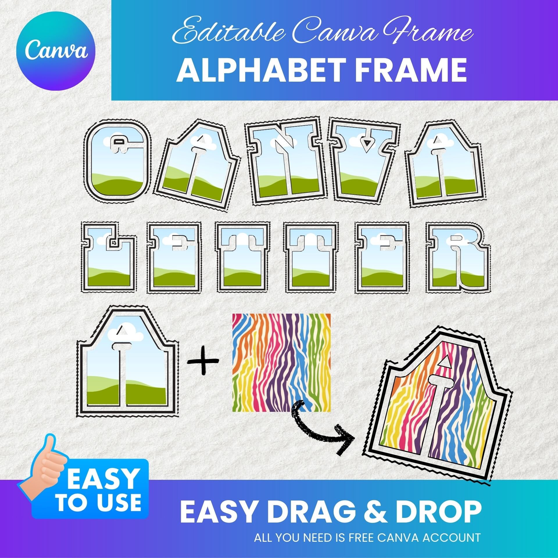 Canva Alphabet Frame Letter With Editable Outline Color - Etsy