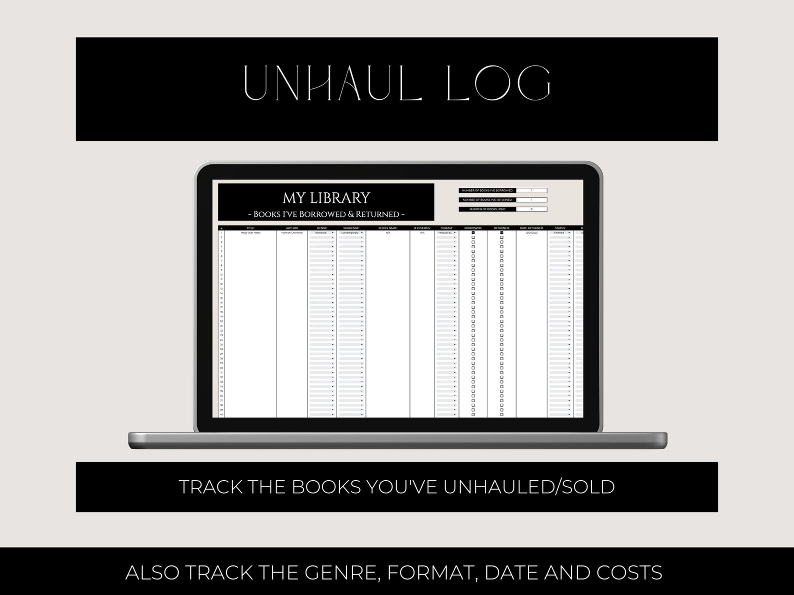 Personal Library Spreadsheet Library Tracker Sheet Google - Etsy