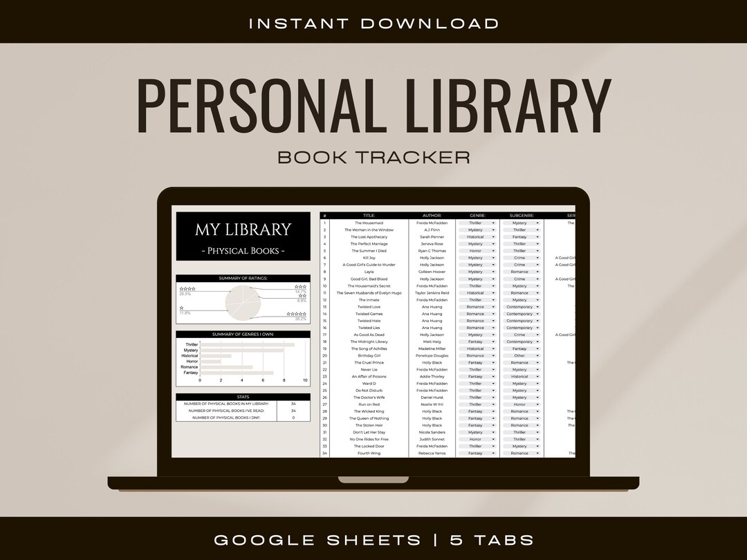 Personal Library Spreadsheet Library Tracker Sheet Google Sheets ...