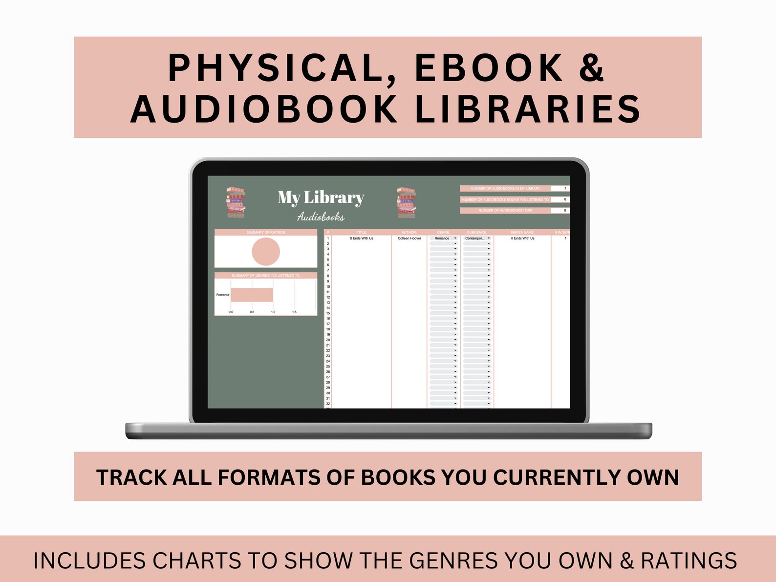 Personal Library Spreadsheet Library Tracker Sheet Google - Etsy