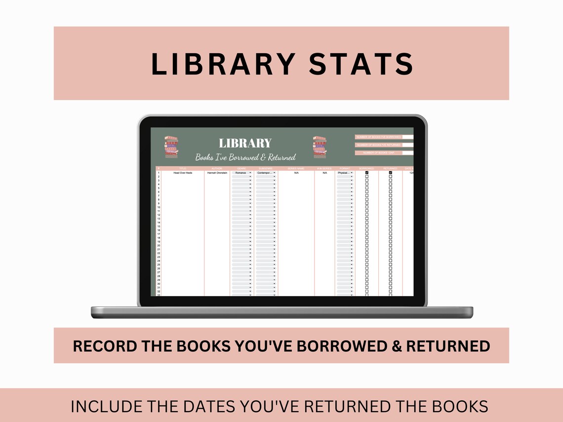 Personal Library Spreadsheet Library Tracker Sheet Google - Etsy