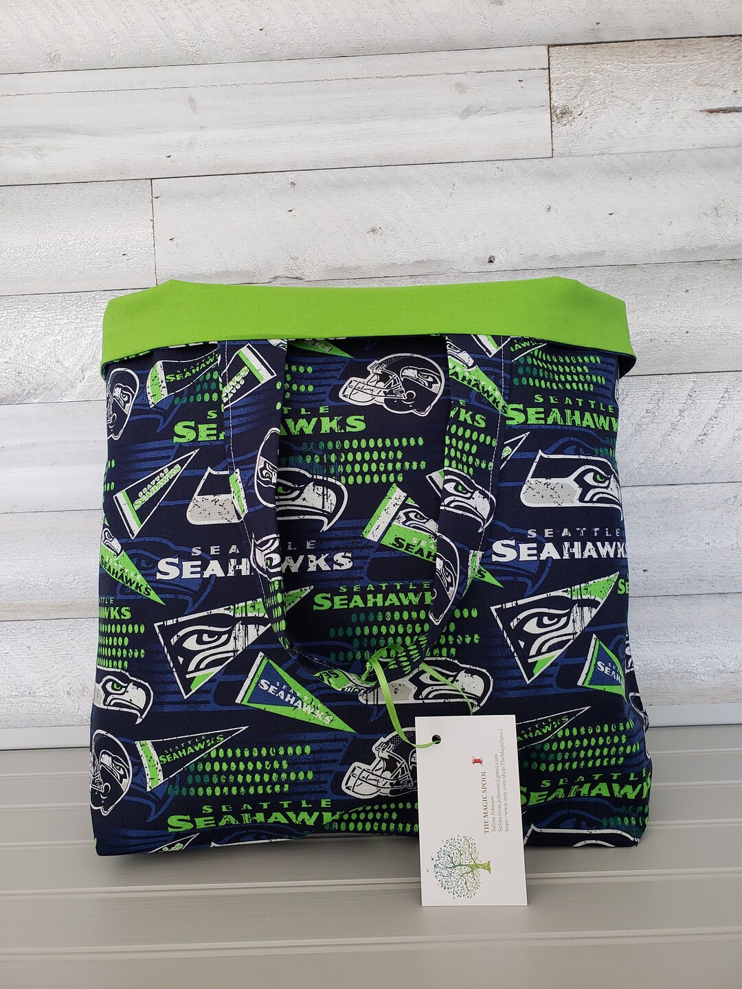 Seattle Seahawks Lined Cloth Tote Bag: Reusable Shopping Grocery Bag - Etsy
