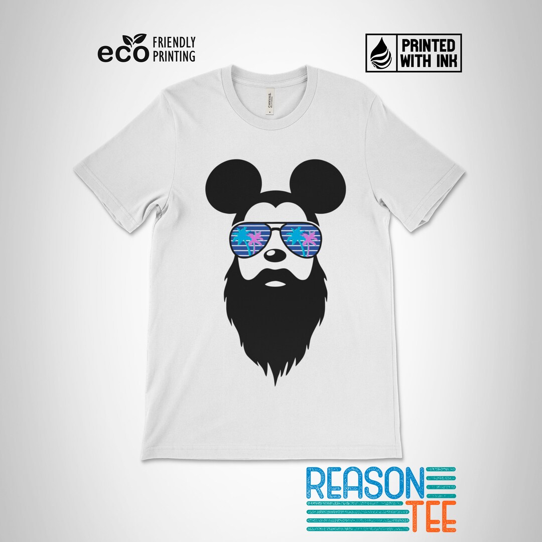 Mickey Beard Shirt, Retro Mickey Sunglasses T-shirt, 80's Palm Trees ...