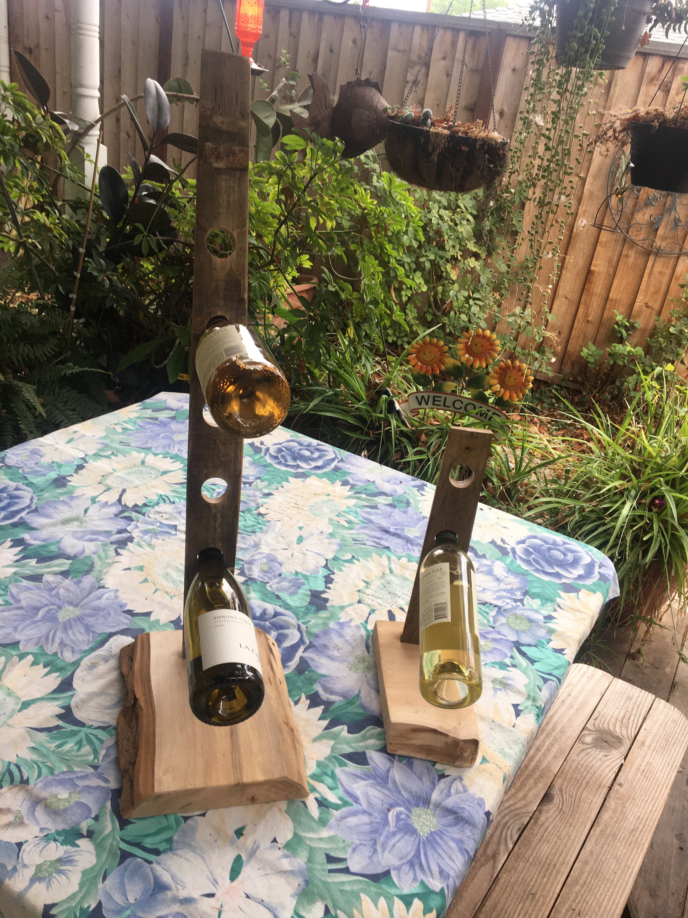 Rustic Countertop/floor Single Stave & Live Edge 3 or 6 Bottle Stands ...