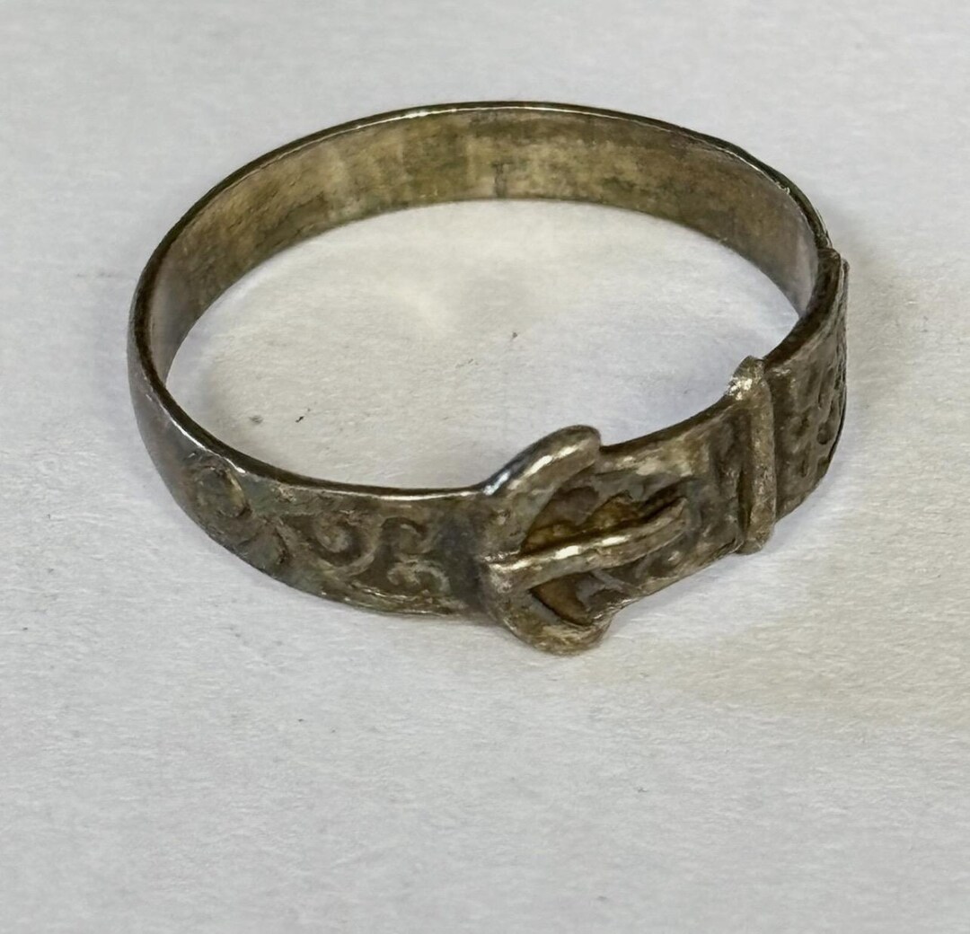 Antique Sterling Silver Belt Buckle Ring EB86 - Etsy