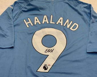 Erling Haaland #9 Signed Autographed 2023/24 Manchester City FC Jersey ...