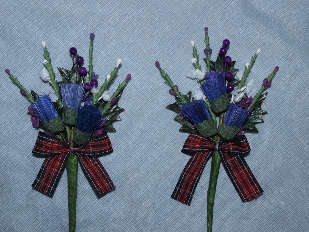 Pride of Wales Ribbon Thistle and Heather Buttonholes X 4 - Etsy