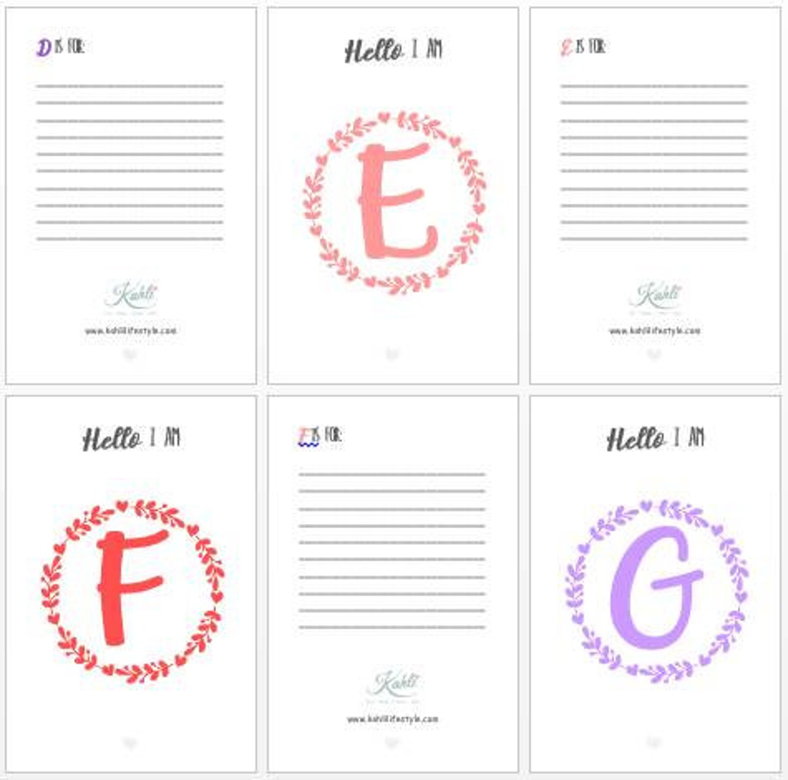 Baby Girl / Boy / Gender Neutral Letters Flashcards in Pink, Blue ...