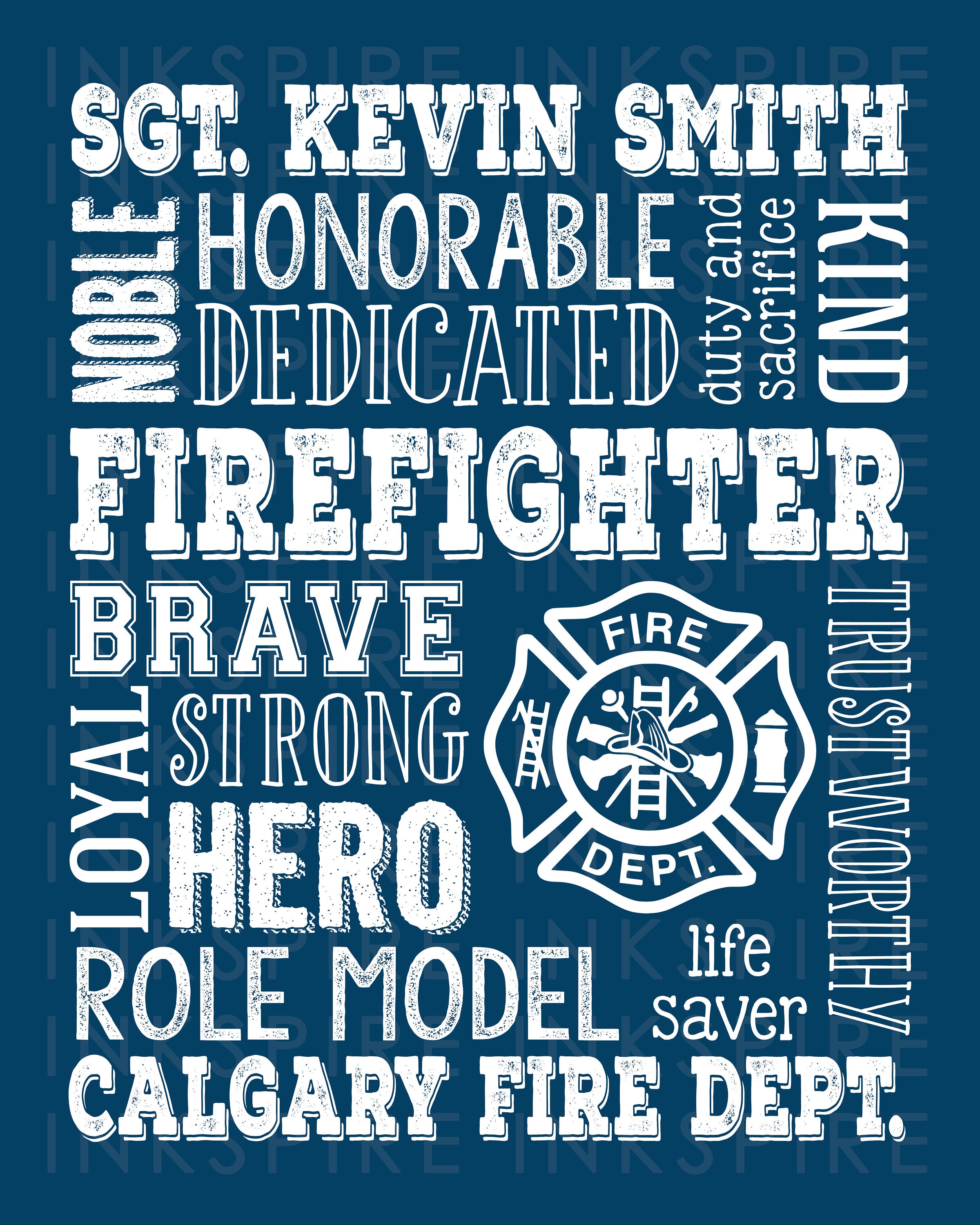 Personalized Fireman Gift - Printable DIGITAL FILE - Firefighter ...