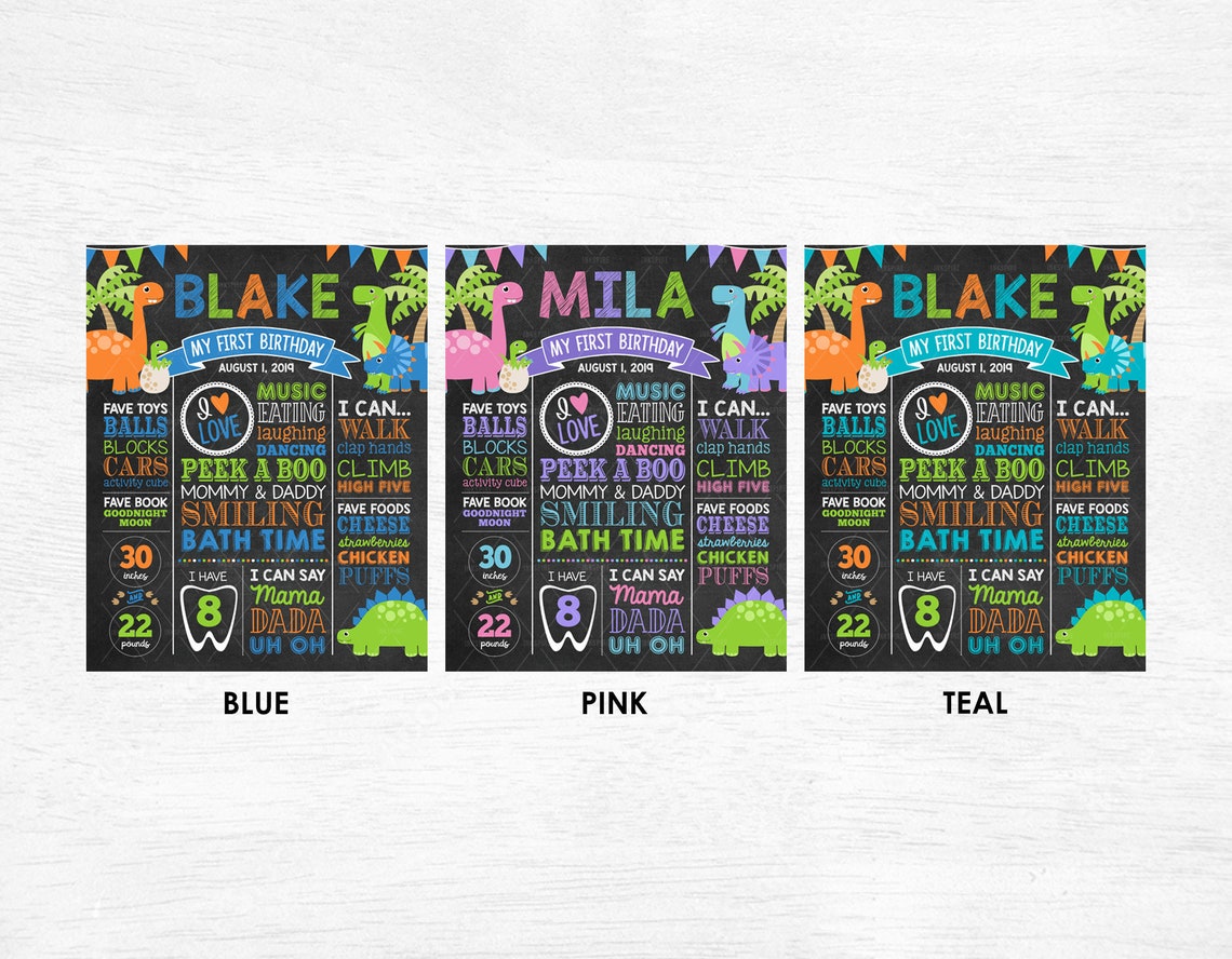 Dinosaur Birthday Board Printable DIGITAL FILE Orange - Etsy