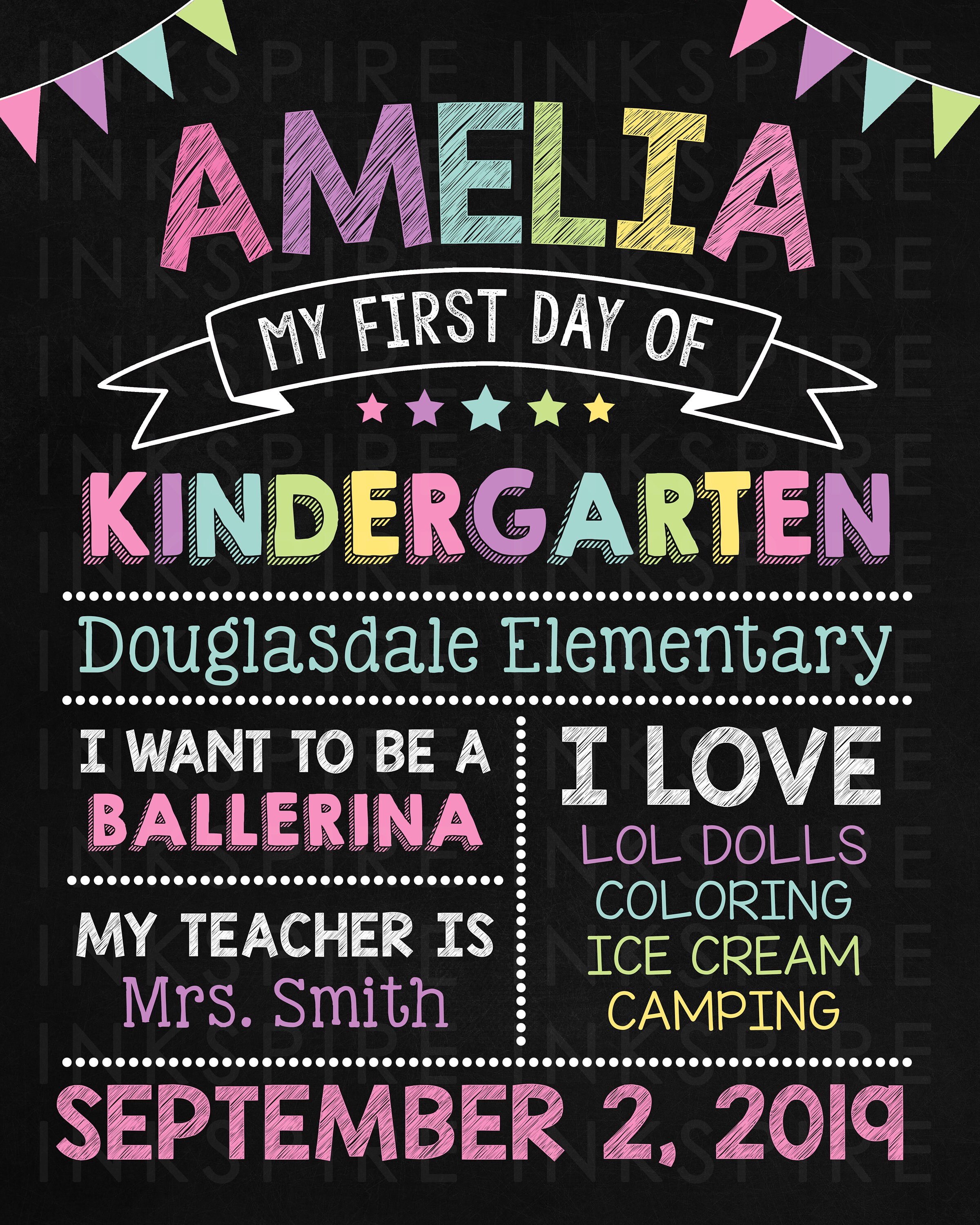 First Day of School Chalkboard Sign Editable DIGITAL FILE | Etsy
