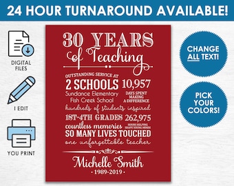 Teacher Retirement Gift Printable DIGITAL FILE Personalized Print for ...