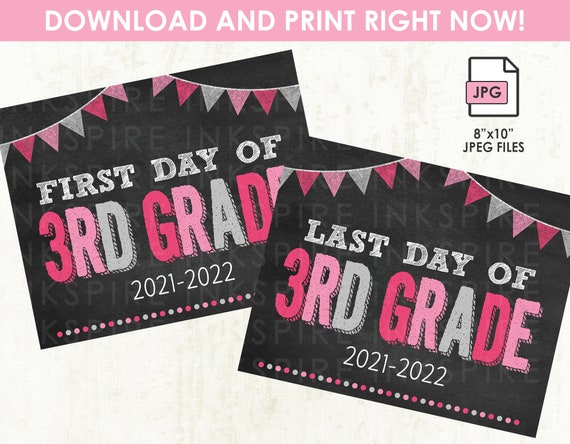 Printable First and Last Day of 3rd Grade Signs INSTANT - Etsy