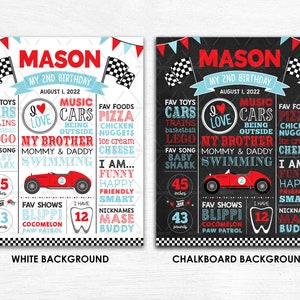 Race Car Birthday Chalkboard - Printable DIGITAL FILE - Two Fast ...