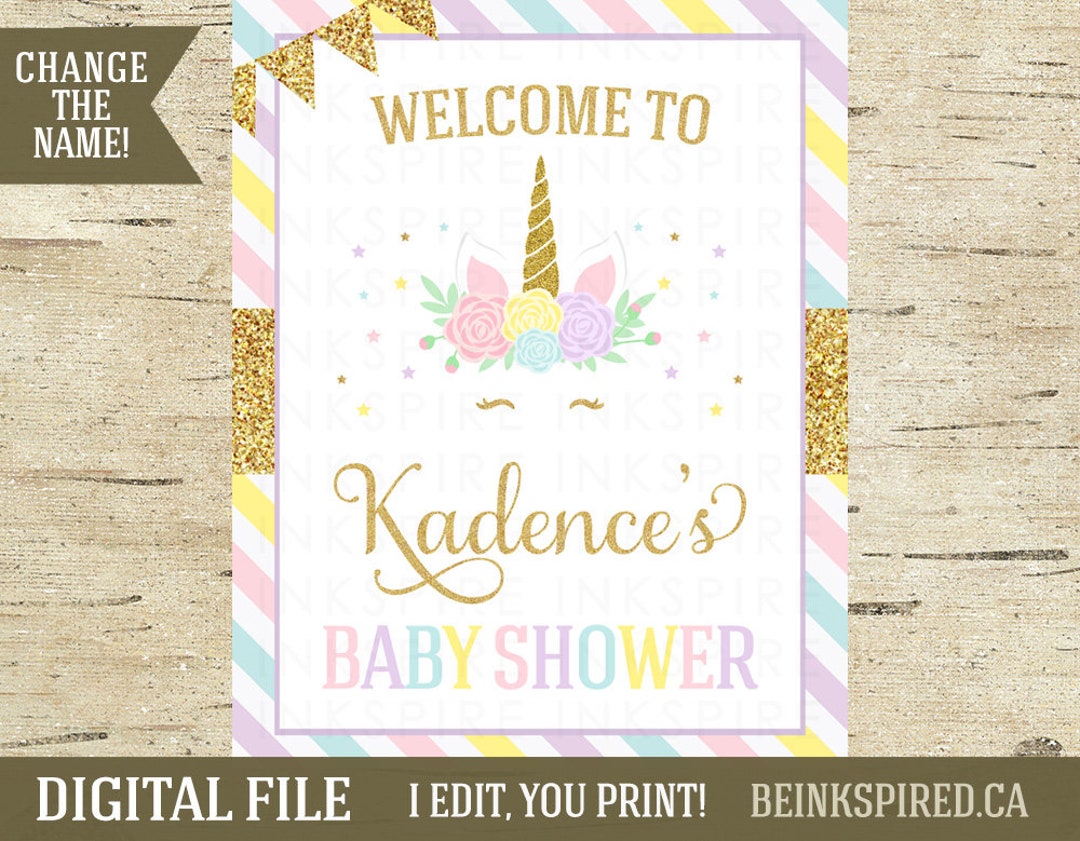 Unicorn Welcome Sign, Unicorn Baby Shower, Unicorn Baby Shower Sign ...