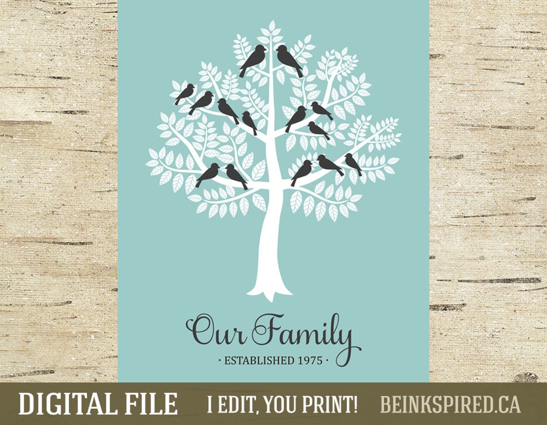 Personalized Family Tree Art - Printable DIGITAL FILE - Gift for ...