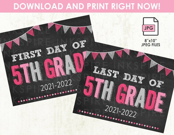 Printable First and Last Day of 5th Grade Signs INSTANT | Etsy