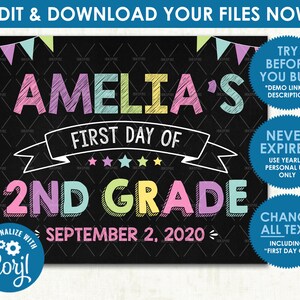 Editable First Day of School Poster DIGITAL FILE Printable - Etsy Australia
