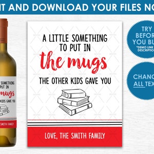 EDITABLE Funny Teacher Wine Label Teacher Appreciation Gift - Etsy