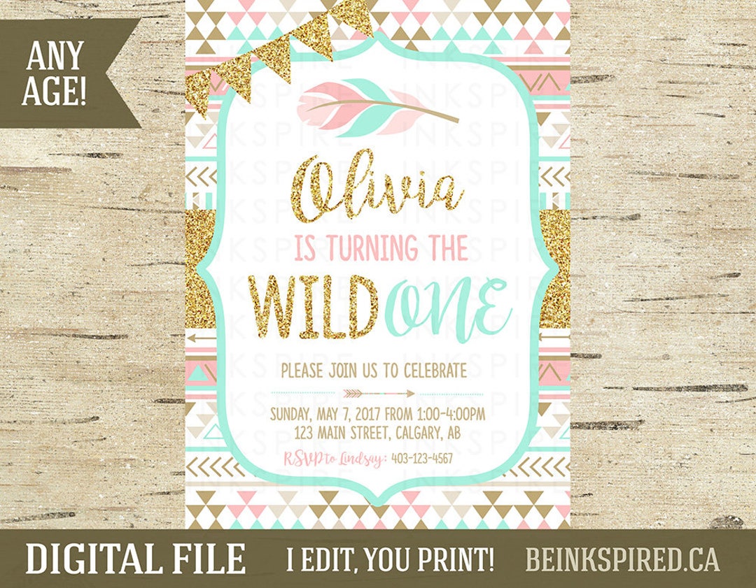Girl Tribal Invitation, Wild One Birthday Invitation, Wild One Party ...