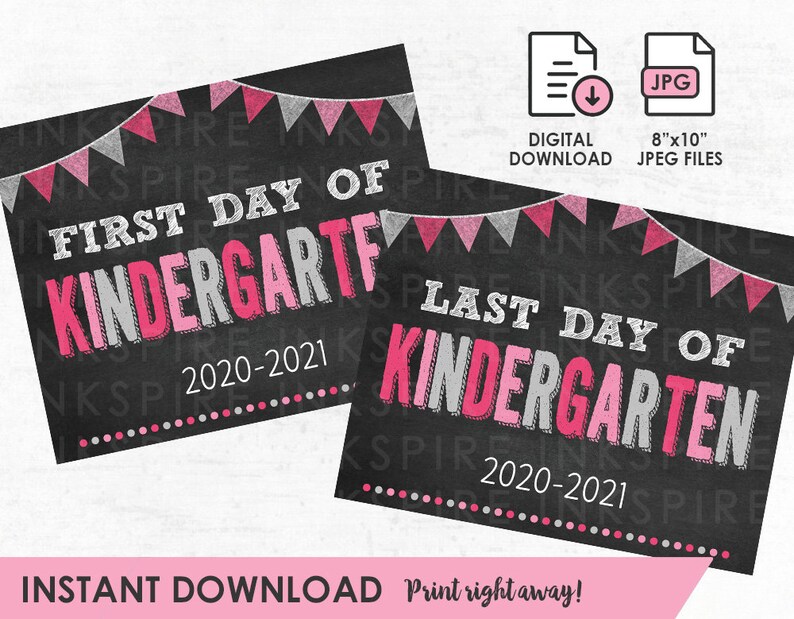 Printable First and Last Day of Kindergarten Signs INSTANT | Etsy