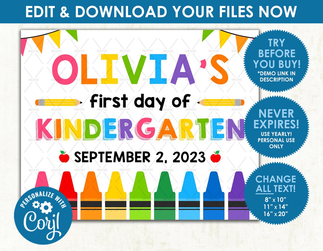 Editable First Day of School Poster - DIGITAL FILE - Printable Pastel ...