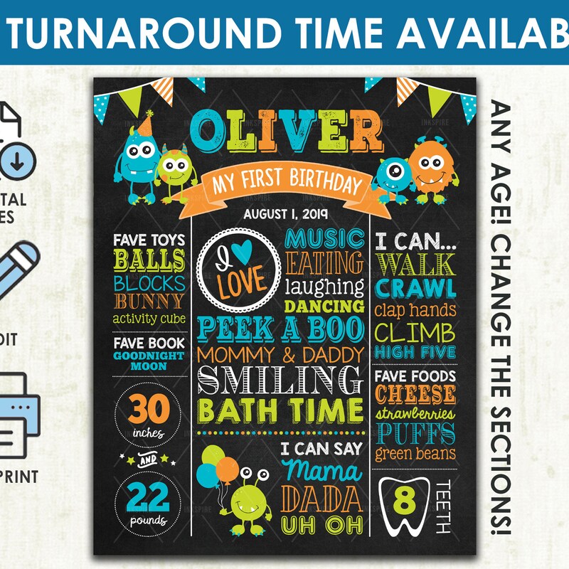 Chalkboard Monster - Etsy