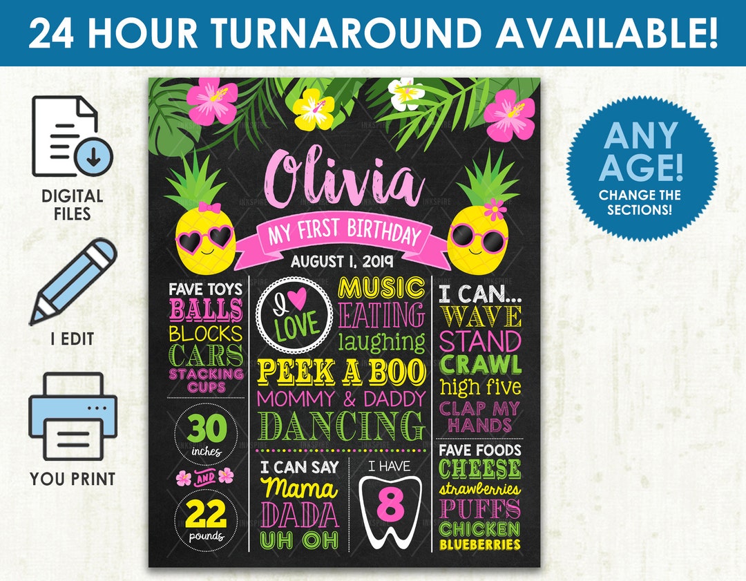 Pineapple Milestone Poster - Printable DIGITAL FILE - Pineapple ...