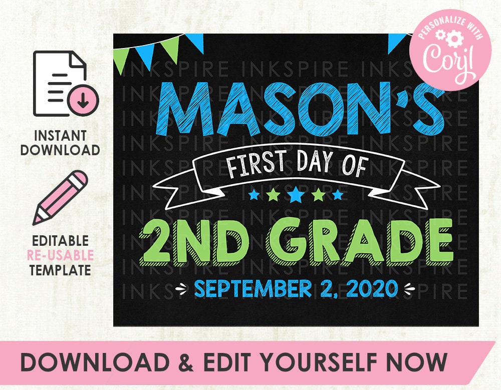 Editable Reusable First Day of School Poster DIGITAL FILE - Etsy