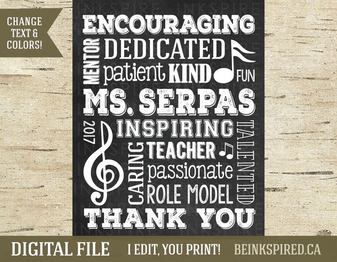 Personalized Music Teacher Gift - DIGITAL FILE - Piano Teacher ...