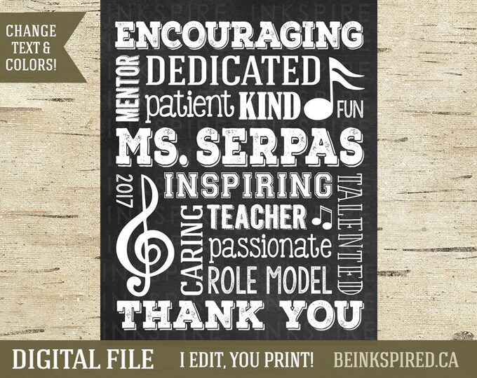 Teacher Retirement Gift - Printable DIGITAL FILE - Personalized Print ...