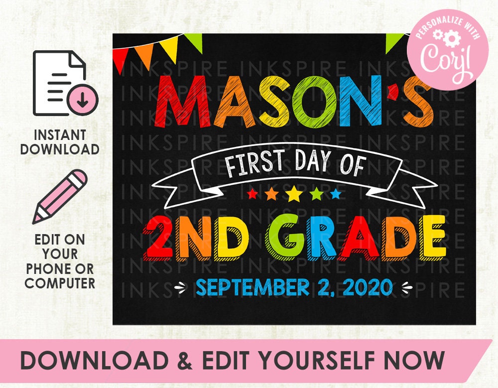 Editable First Day of School Poster DIGITAL FILE Printable - Etsy