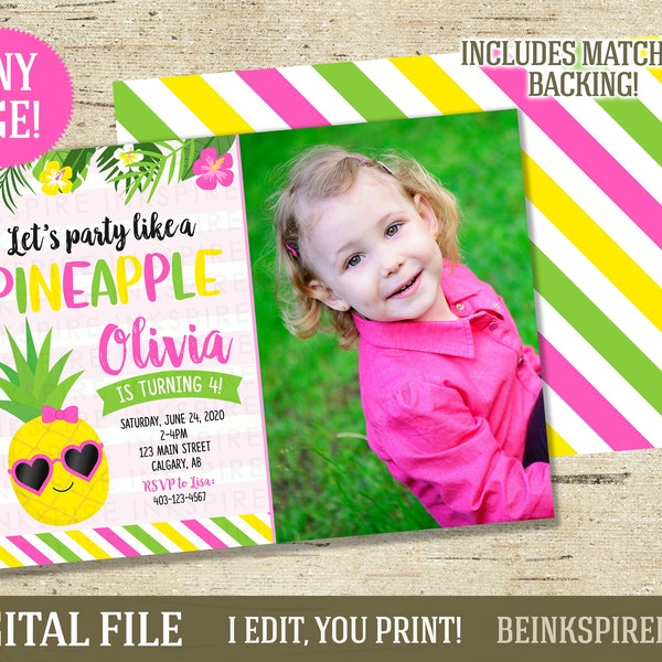 Pineapple Birthday Invitation Photo - Etsy