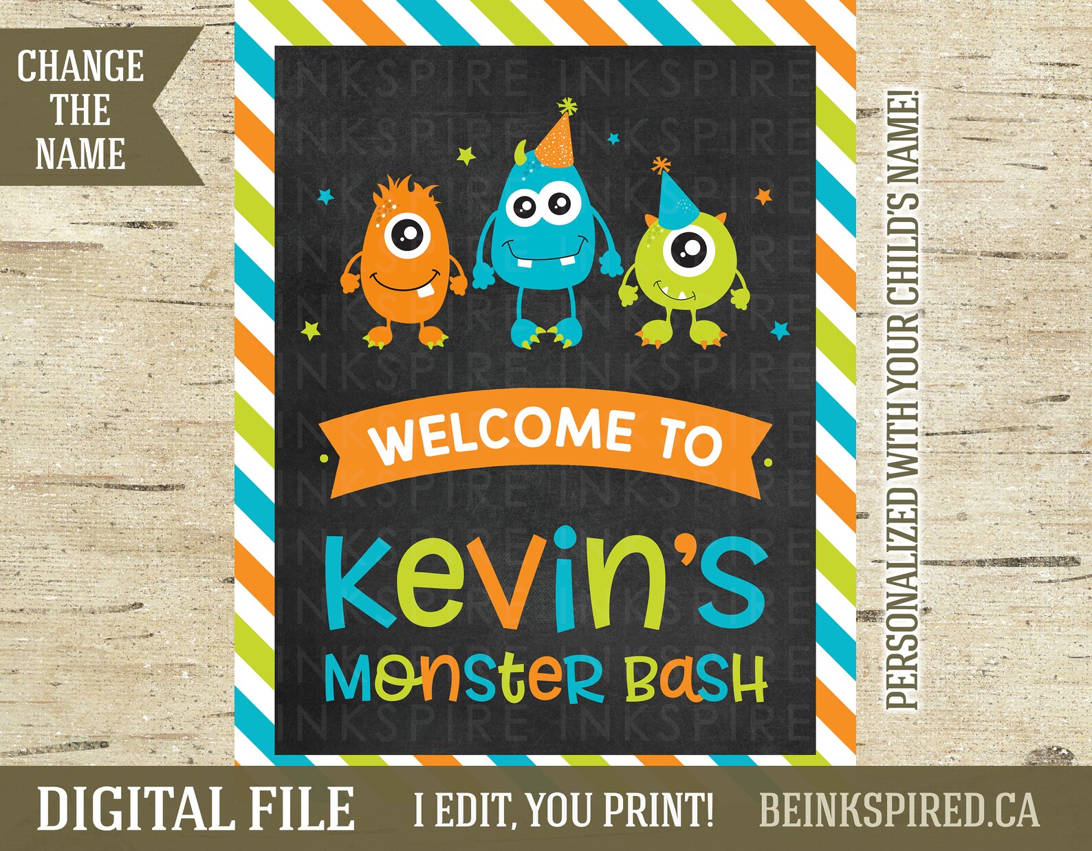 Monster Birthday, Monster Party, Personalized Printable Monster Welcome ...