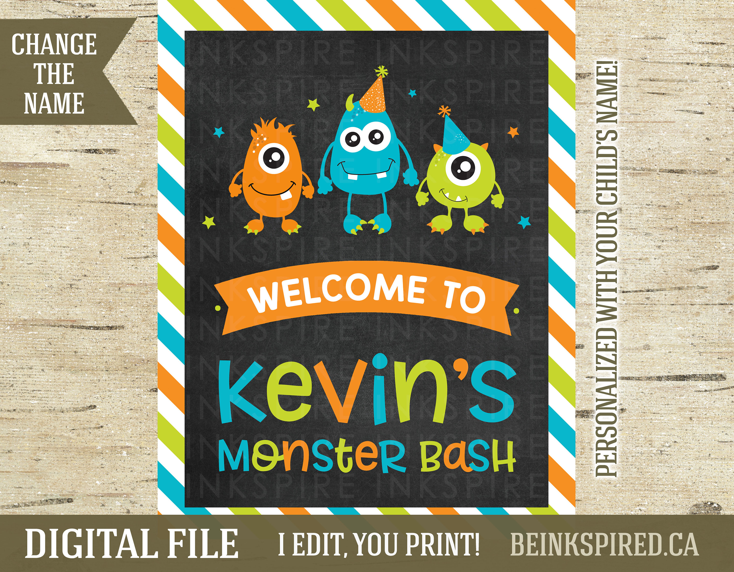 Monster Birthday, Monster Party, Personalized Printable Monster Welcome ...