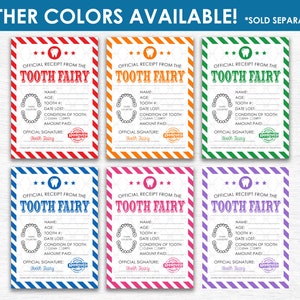 Tooth Fairy Receipt - INSTANT DOWNLOAD - Printable Purple 5"x7" First ...