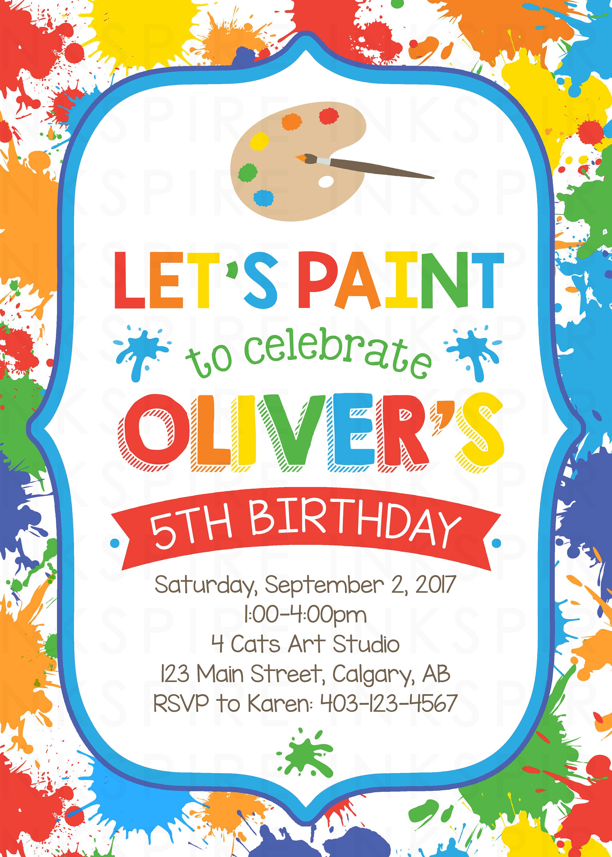 Paint Birthday Invitation Printable DIGITAL FILE Boys - Etsy