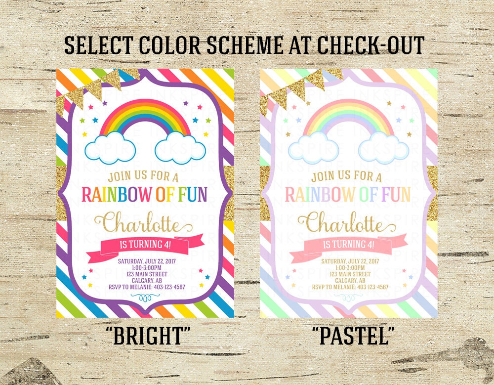 Rainbow Invitation Rainbow Party Rainbow Birthday Birthday | Etsy