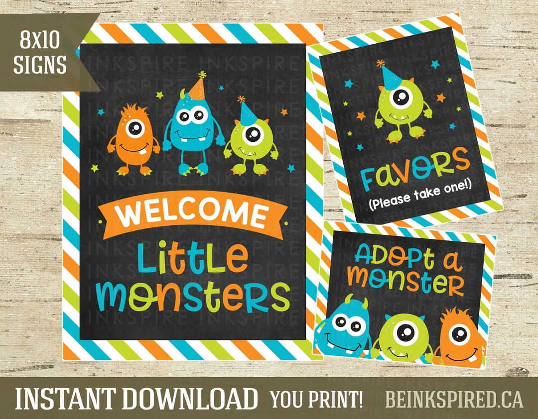 Monster Birthday, Monster Party, Monster Party Sign, Welcome Favors ...