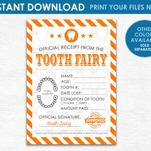 Tooth Fairy Receipt - INSTANT DOWNLOAD - Printable Red 5"x7" First Lost ...