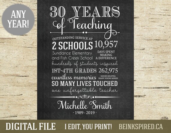 Teacher Retirement Gift Printable DIGITAL FILE | Etsy Canada