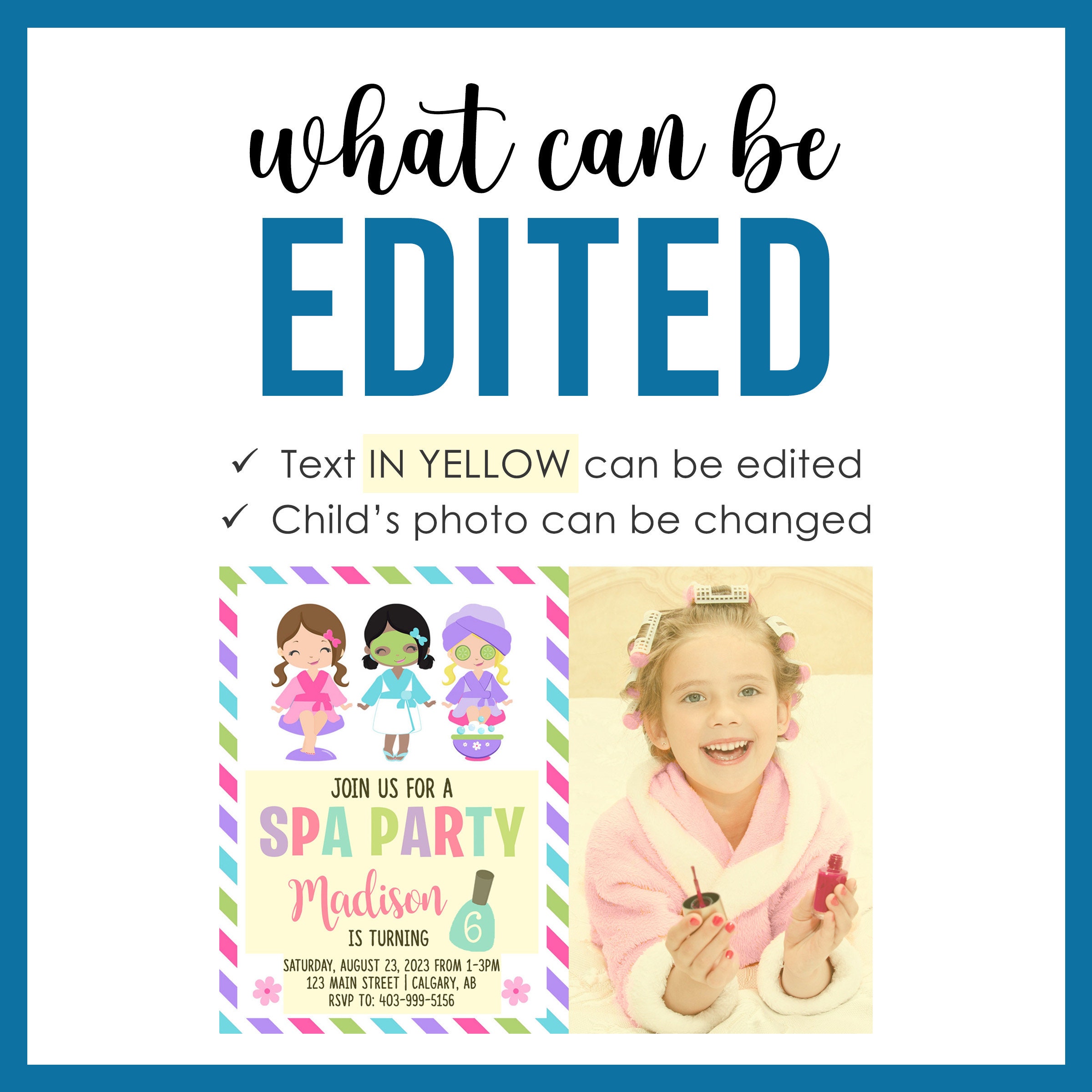 Editable Spa Birthday Invitation - Printable Girls Pamper Slumber Party ...