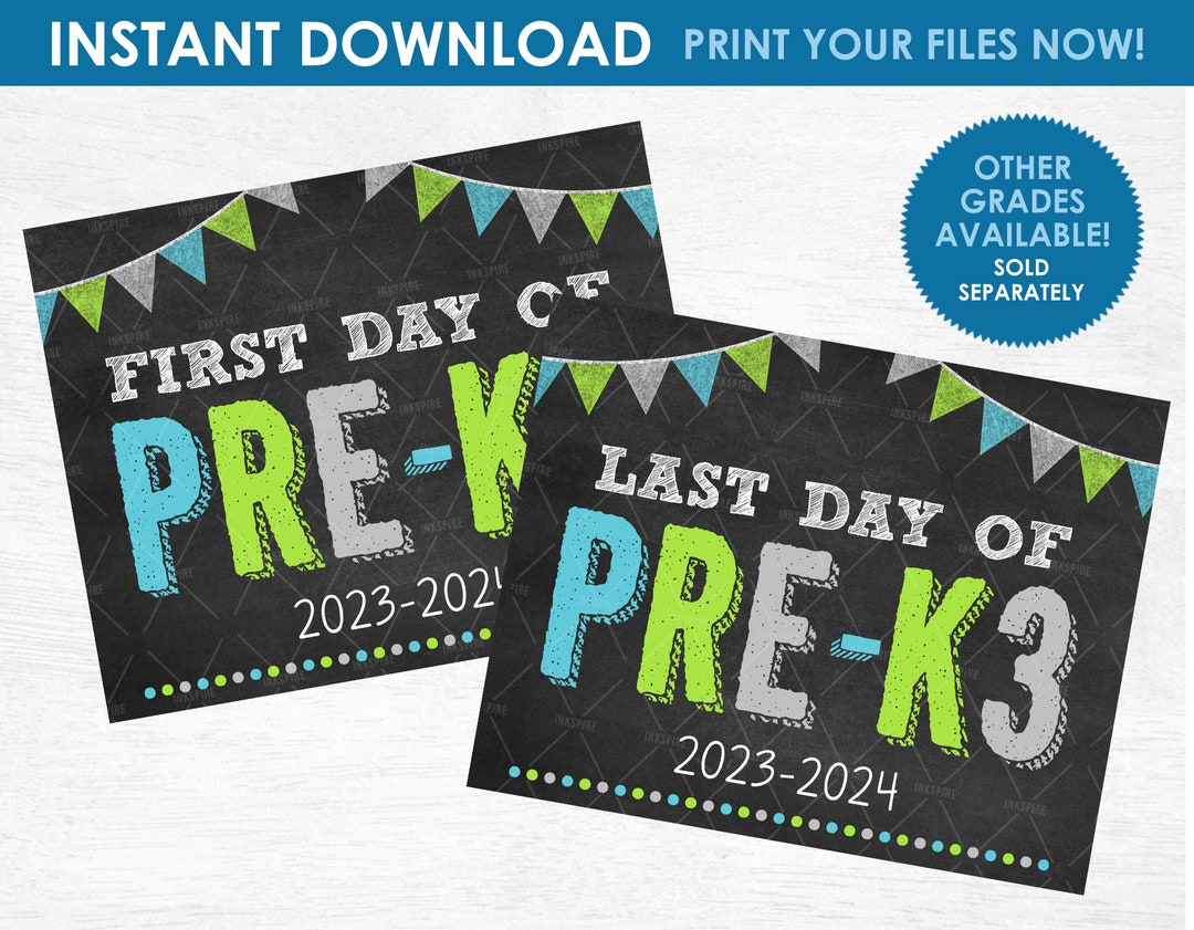 Carteles imprimibles del primer y último día de Pre-K3 DESCARGA ...
