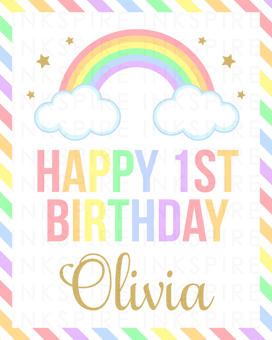 Rainbow Happy Birthday Sign - Printable DIGITAL FILE - Personalized ...