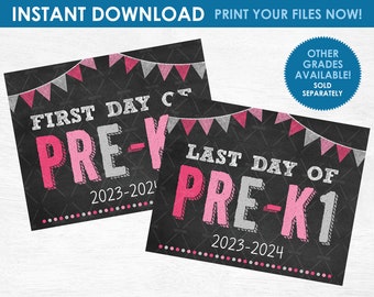 My First Day of PRE K and Last Day of Pre K Chalkboard Sign - Etsy