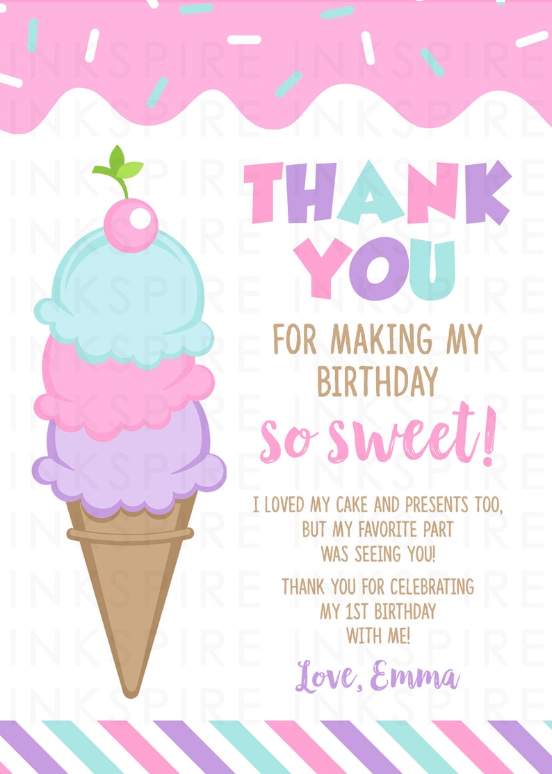 Ice Cream Thank You Card Printable DIGITAL FILE - Etsy UK