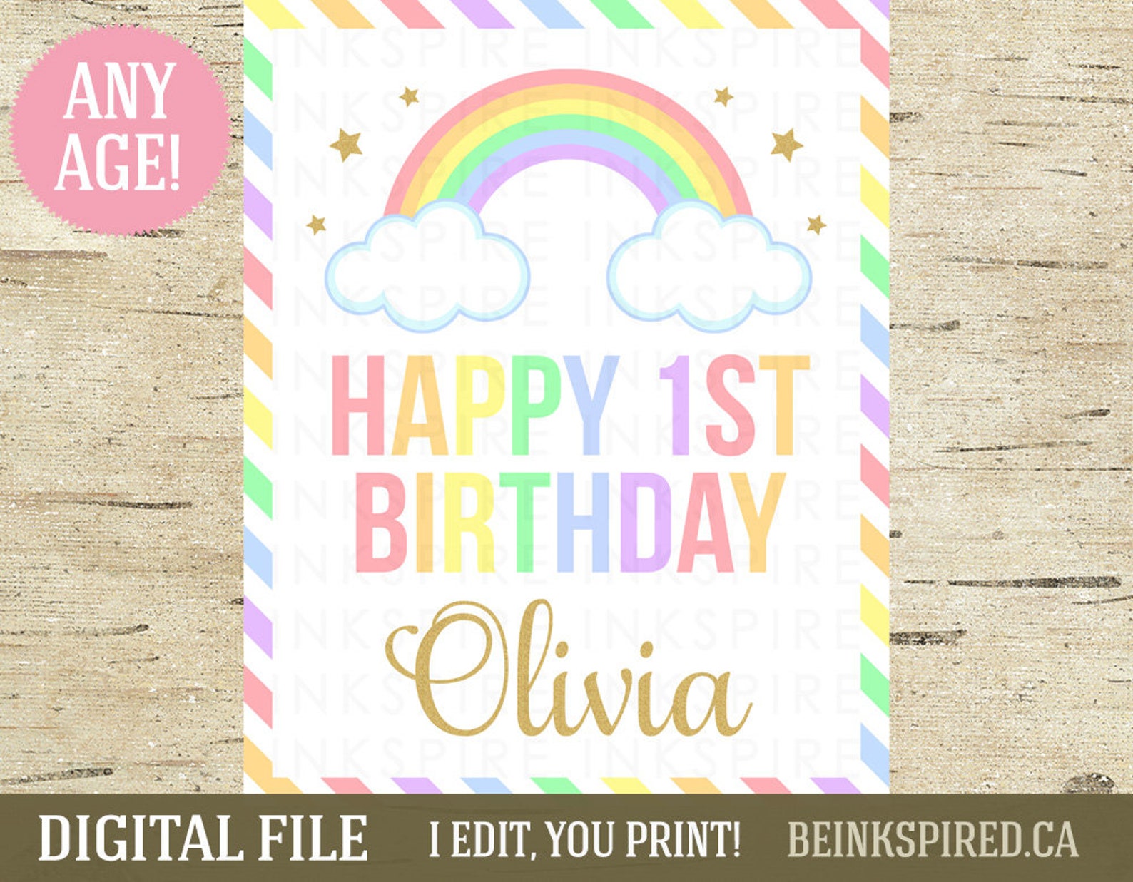 Rainbow Happy Birthday Sign Printable DIGITAL FILE - Etsy Canada
