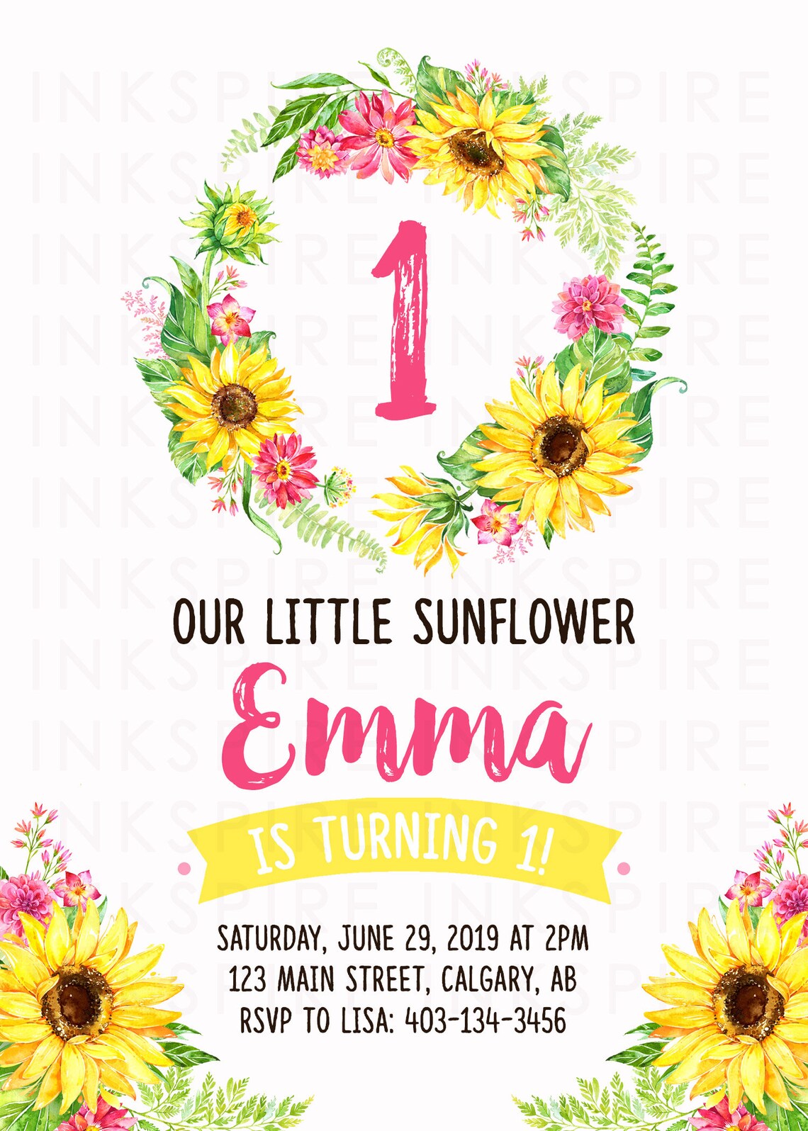 Sunflower Birthday Invitation Printable DIGITAL FILE - Etsy Singapore