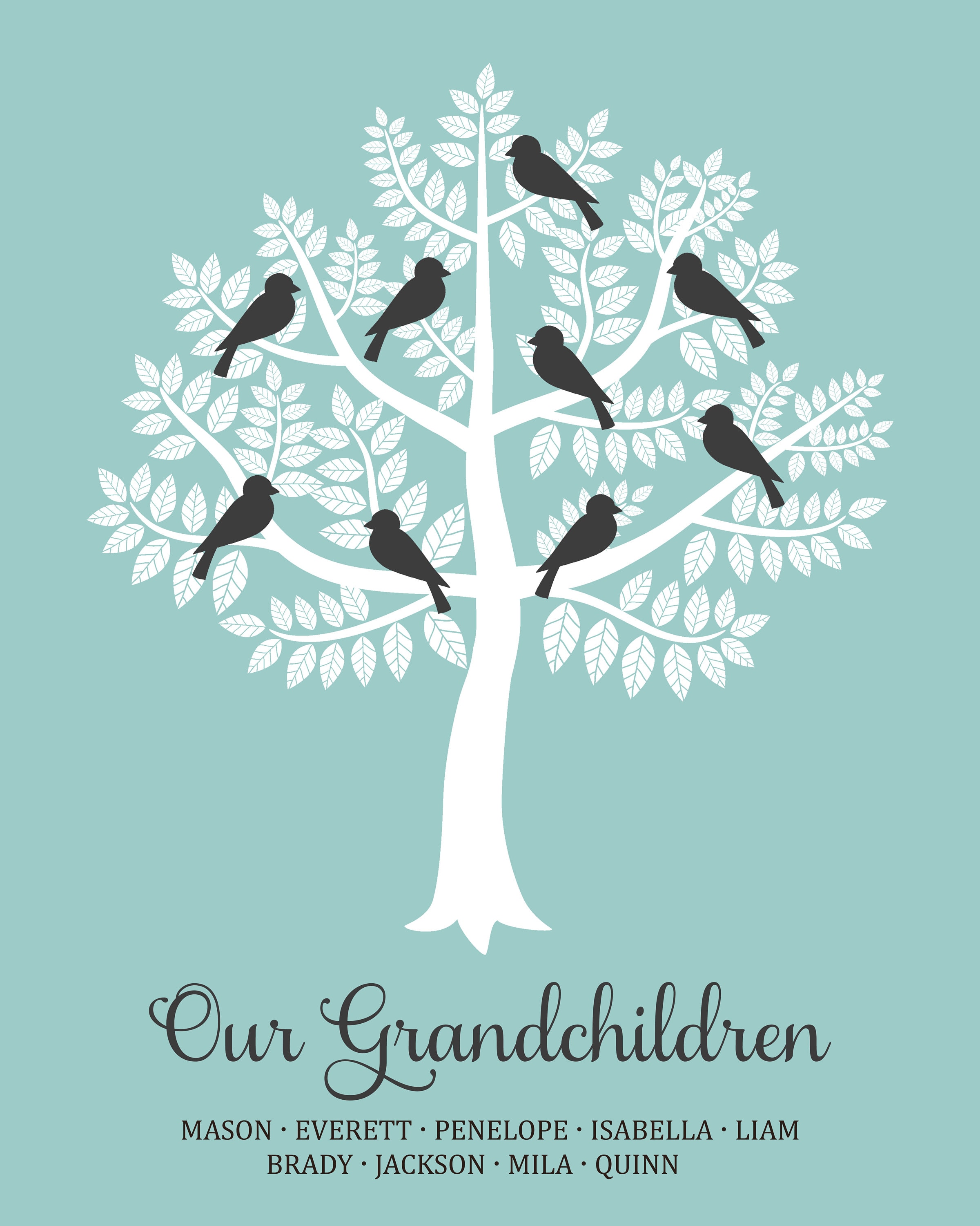 Grandchildren Family Tree Print - Printable DIGITAL FILE - Personalized ...